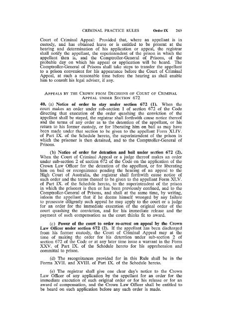 CRIMINAL PRACTICE RULES O