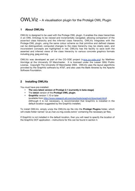 OWLViz – A visualisation plugin for the Protégé OWL Plugin - CO-ODE