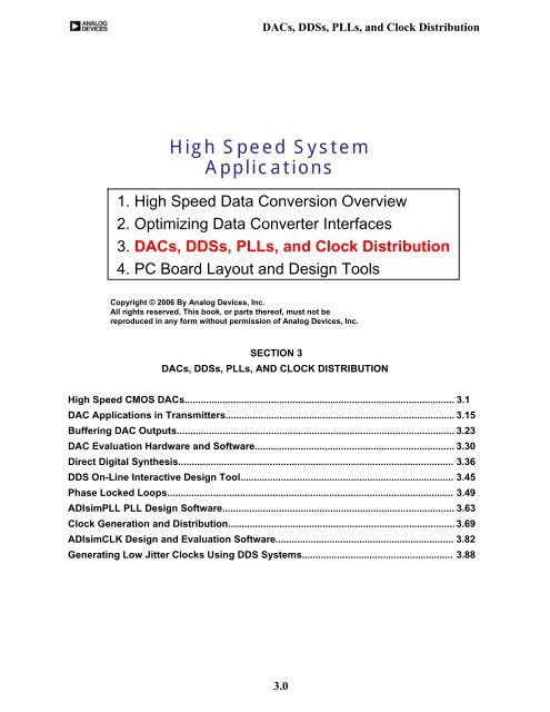 DAC, DDS, PLL's, and Clock Distribution - Analog Devices