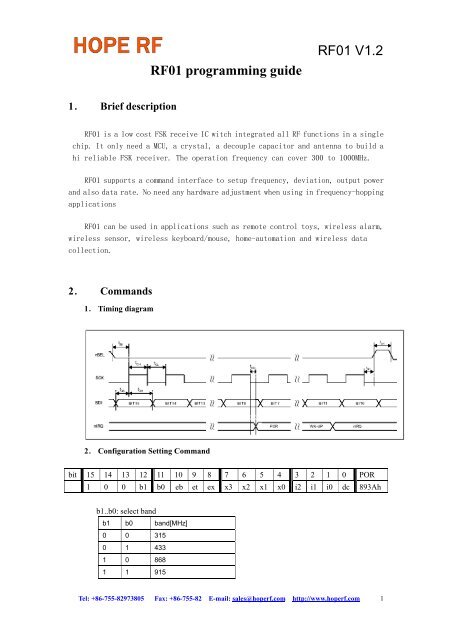 RF01 V1.2 RF01 programming guide - HOPE Microelectronics