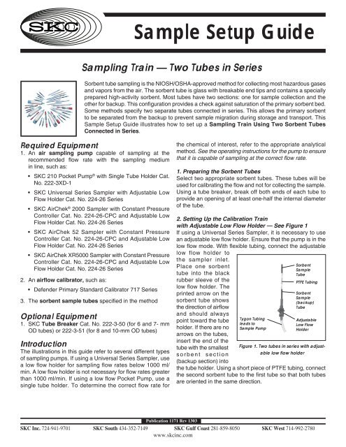 Sampling Train — Two Tubes in Series Sample Setup ... - SKC Inc.