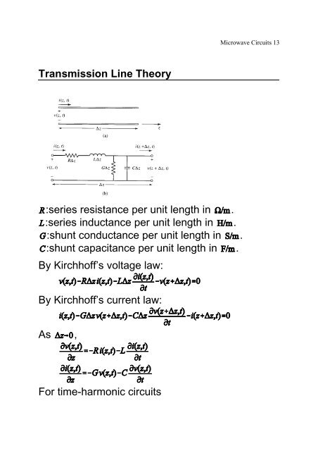 Transmission Line Theory series Resistance Per Unit Length In transmission-line-theory-series-resistance-per-unit-length-in