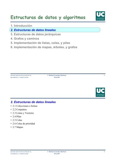 Estructuras de datos lineales - CTR - Universidad de Cantabria