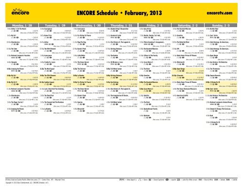 ENCORE Schedule - February, 2013 - Starz