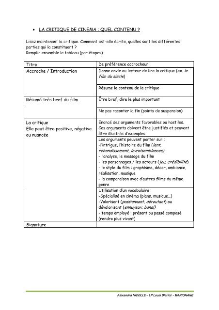 LA CRITIQUE