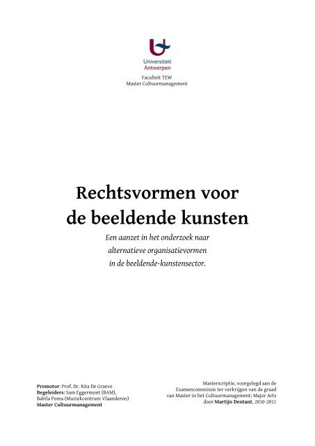 Rechtsvormen voor de beeldende kunsten. Een aanzet in het ... - BAM