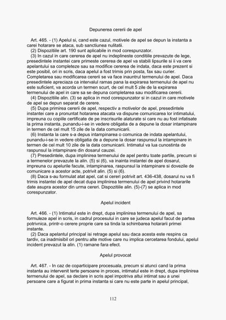 Depunerea cererii de apel