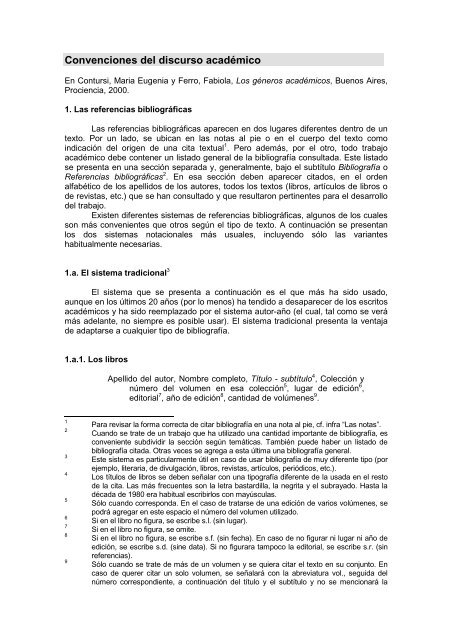 Convenciones del discurso académico - Universidad de Buenos Aires