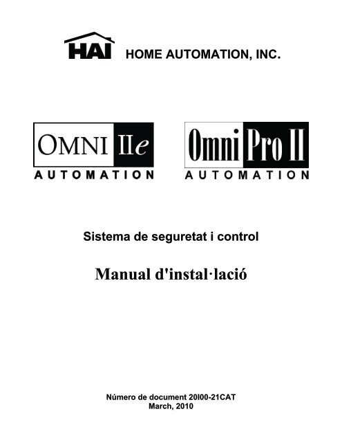 Omni IIe and OmniPro II Installation Manual - Home Automation, Inc