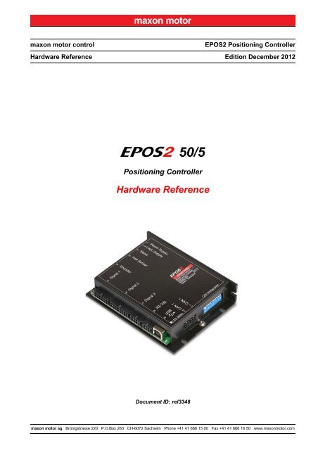 EPOS2 50/5 Hardware Reference (englisch, PDF ... - Maxon Motor ag