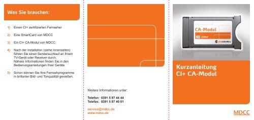 Kurzanleitung CI+ CA-Modul - MDCC