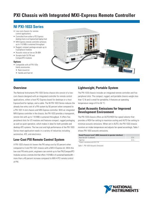 PXI Chassis with Integrated MXI-Express Remote Controller