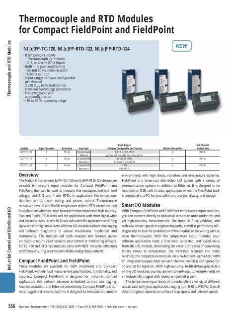Thermocouple and RTD Modules for Compact FieldPoint and ...
