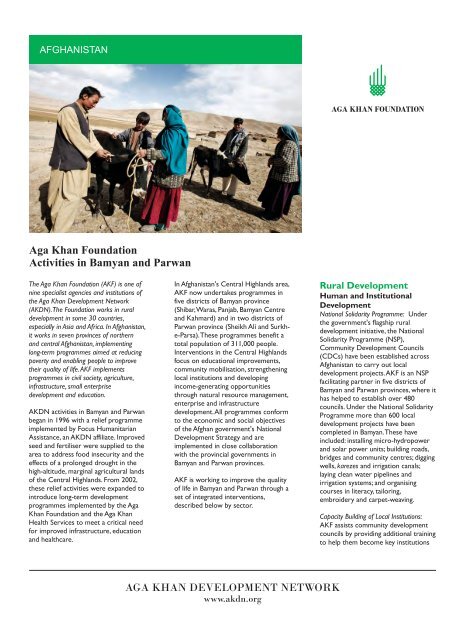 AKF activities in Bamyan - Aga Khan Development Network