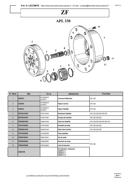 APL 330 - Tracto Pièces