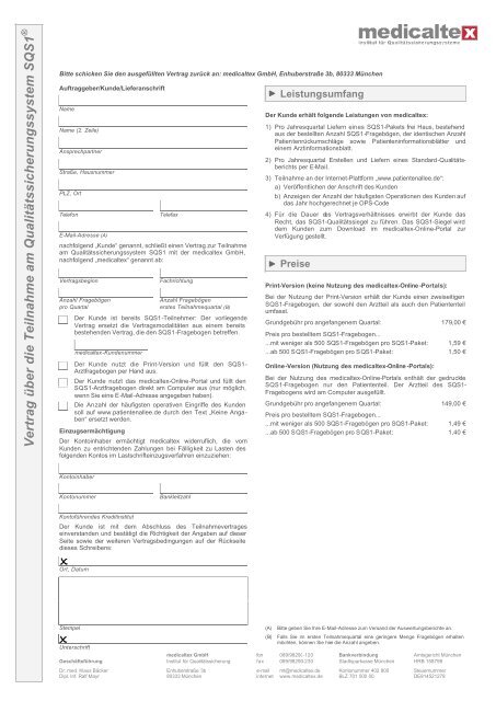 Vertrag über die Teilnahme am ... - Medicaltex Vertrag über die Teilnahme am ... - Medicaltex