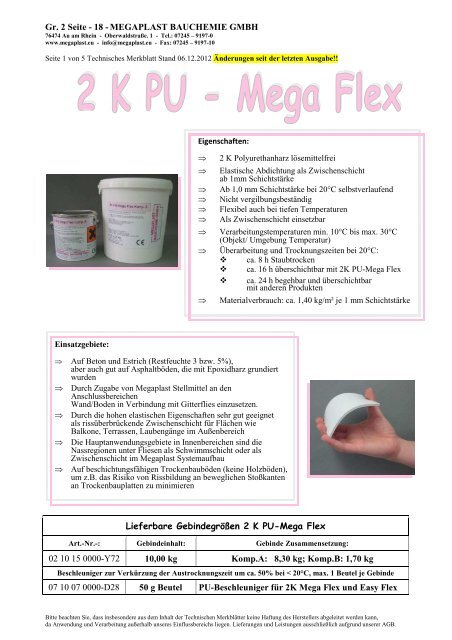 Technisches Merkblatt PU-Mega Flex - Megaplast Bauchemie
