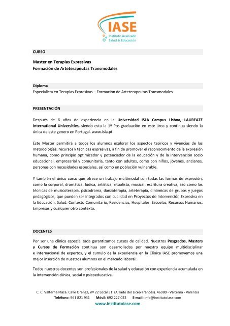 Masters - INSTITUTO IASE