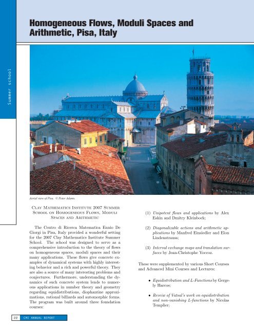 Homogeneous Flows Moduli Spaces And Arithmetic Pisa Italy