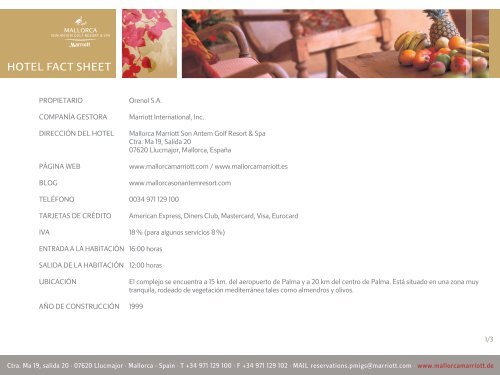 HOTEL FACT SHEET - Marriott