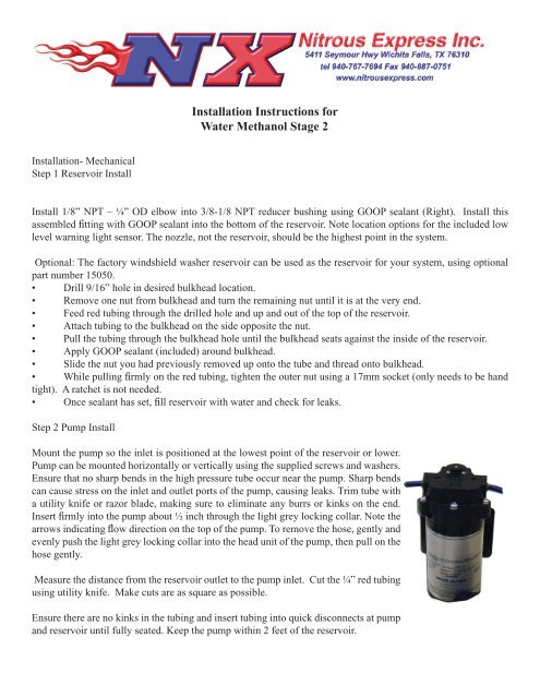 Installation Instructions for Water Methanol Stage 2 - Nitrous Express