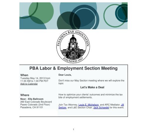 PBA Labor & Employment Section Meeting