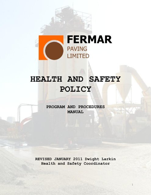Health and Safety Policy - FERMAR Paving
