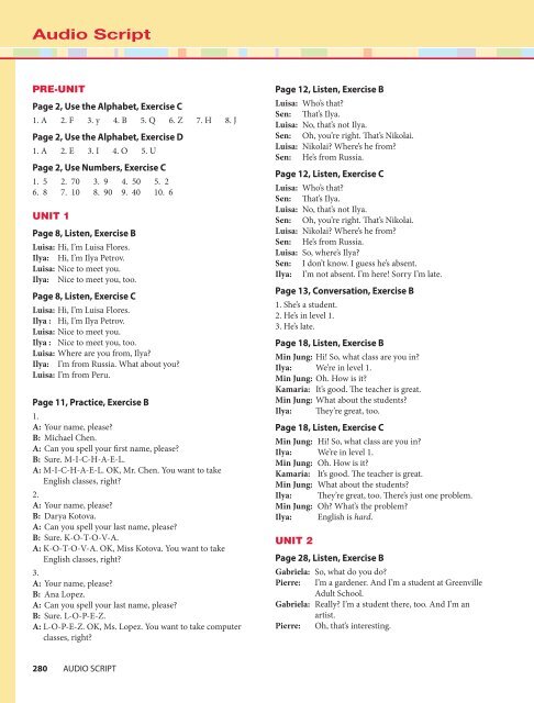 Level 1 Audio Script - Future - English For Results