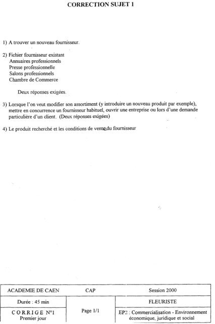 CORRECTION SUJET 1