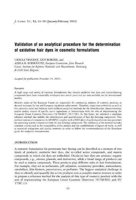 Validation of an analytical procedure for the determination of ...