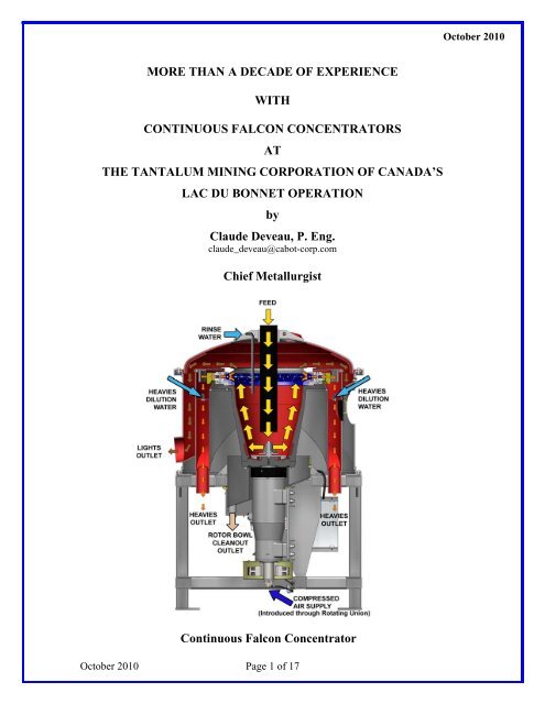 My Experiences with Falcon Continuous Concentrators