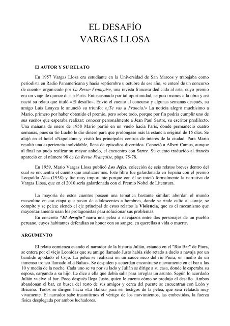 El DesafÍo Vargas Llosa Bibioteca Jaranda