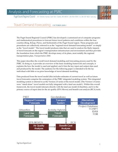 Travel Demand Forecasting at PSRC - Puget Sound Regional Council
