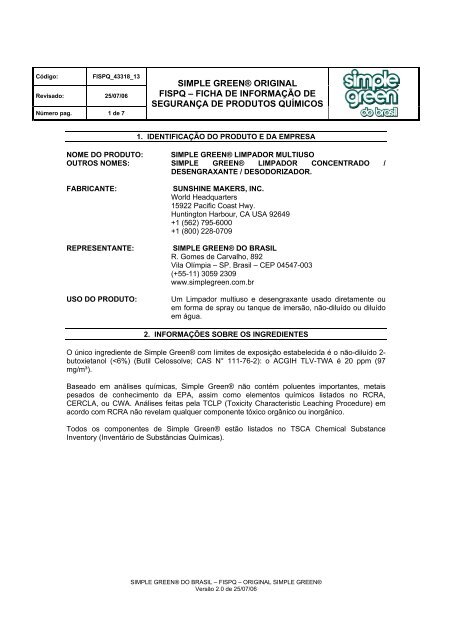 fispq - Simple Green do Brasil