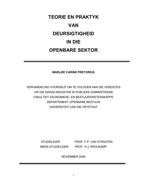 teorie en praktyk van deursigtigheid in die openbare sektor