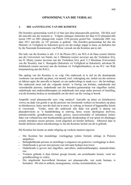 opsomming van die verslag - Saps