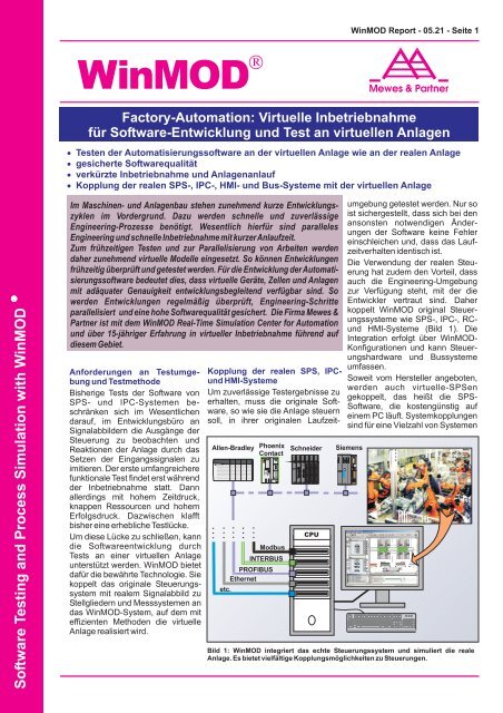 Report Factory-Automation: Virtuelle Inbetriebnahme - WinMOD