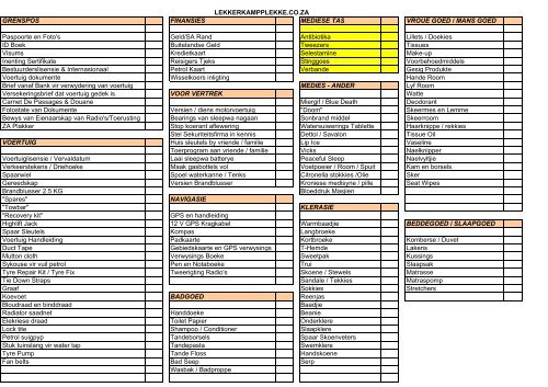 Beskou die Lekker Kampplekke Paklys - Welkom by Lekker ...