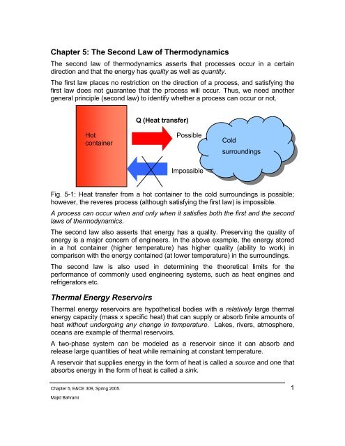 Chapter 5: The Second Law of Thermodynamics Thermal Energy ...