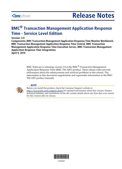 BMC TM ART Monitor Workbench - Micro Focus