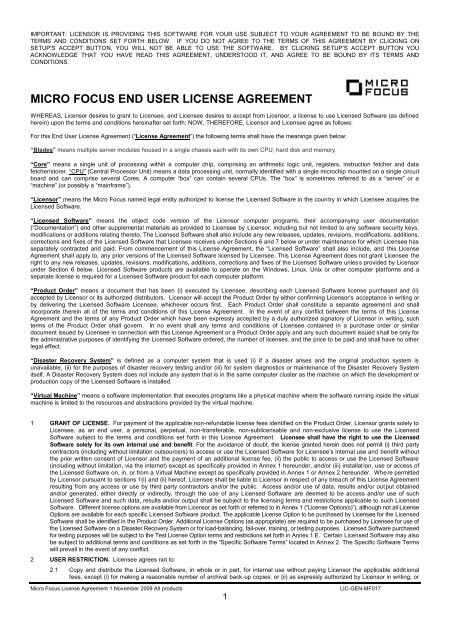 End User License Agreement - Micro Focus