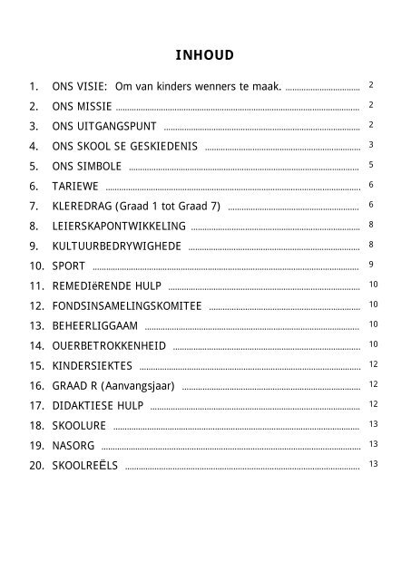INHOUD - Bellville Primary School