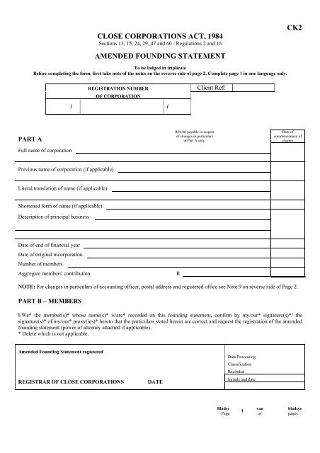 Amended Founding Staement - CIPC