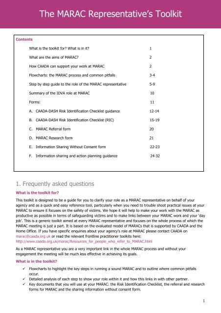 The MARAC Representative's Toolkit - CAADA