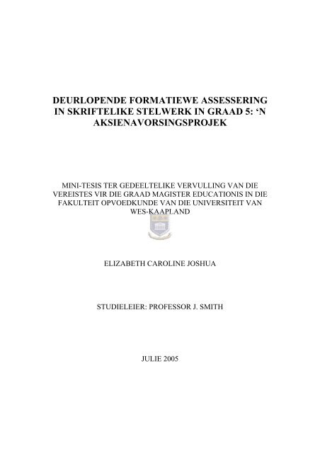 deurlopende formatiewe assessering in skriftelike stelwerk in graad 5