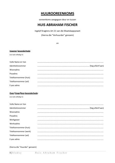 HUUROOREENKOMS HUIS ABRAHAM FISCHER - Vishuis.co.za