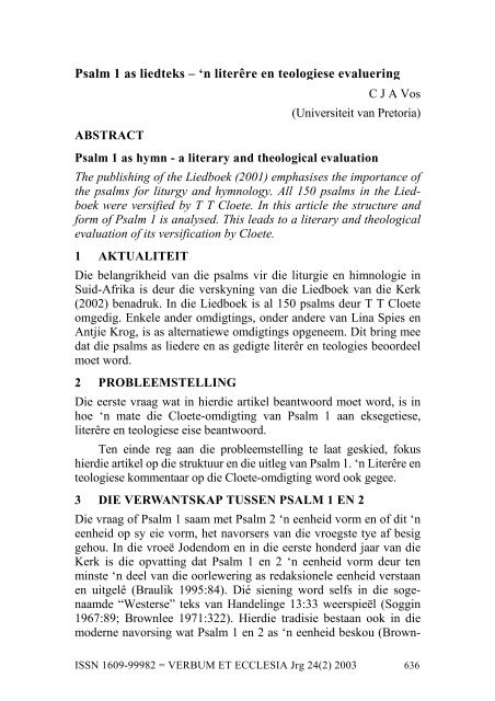 Psalm 1 as liedteks