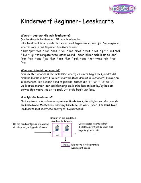 Beginner leeskaarte instruksies.pdf - Kinderwerf