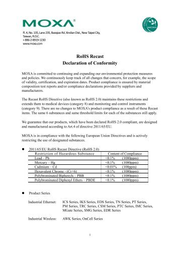 CE / RoHS Declaration of Conformity - Odys