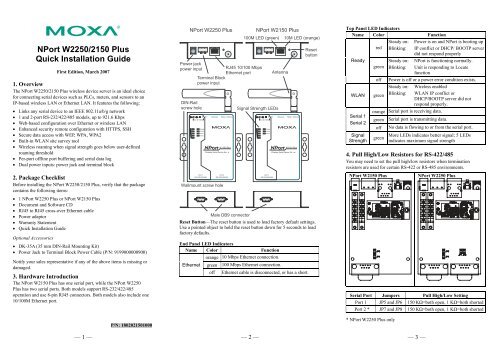 NPort W2250/W2150 Plus Quick Installation Guide - Moxa